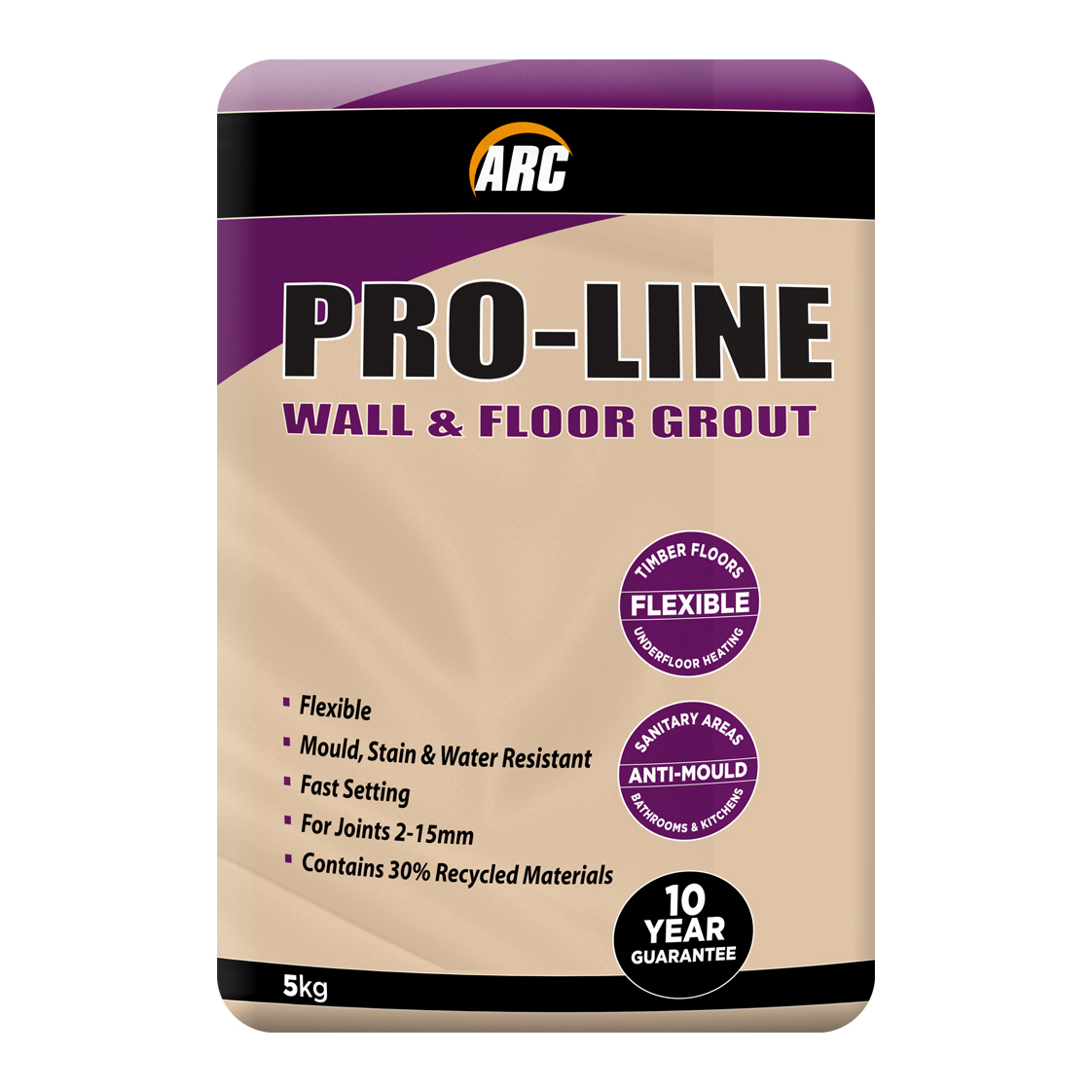 ARC Pro-Line Wall & Floor Grout Mix - Mid Grey - 5kg