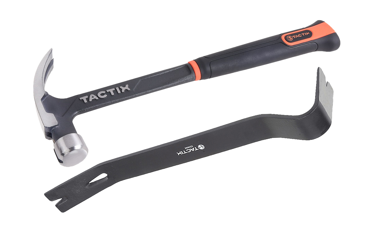 Tactix 16oz Claw Hammer & Pry Bar 380mm Set