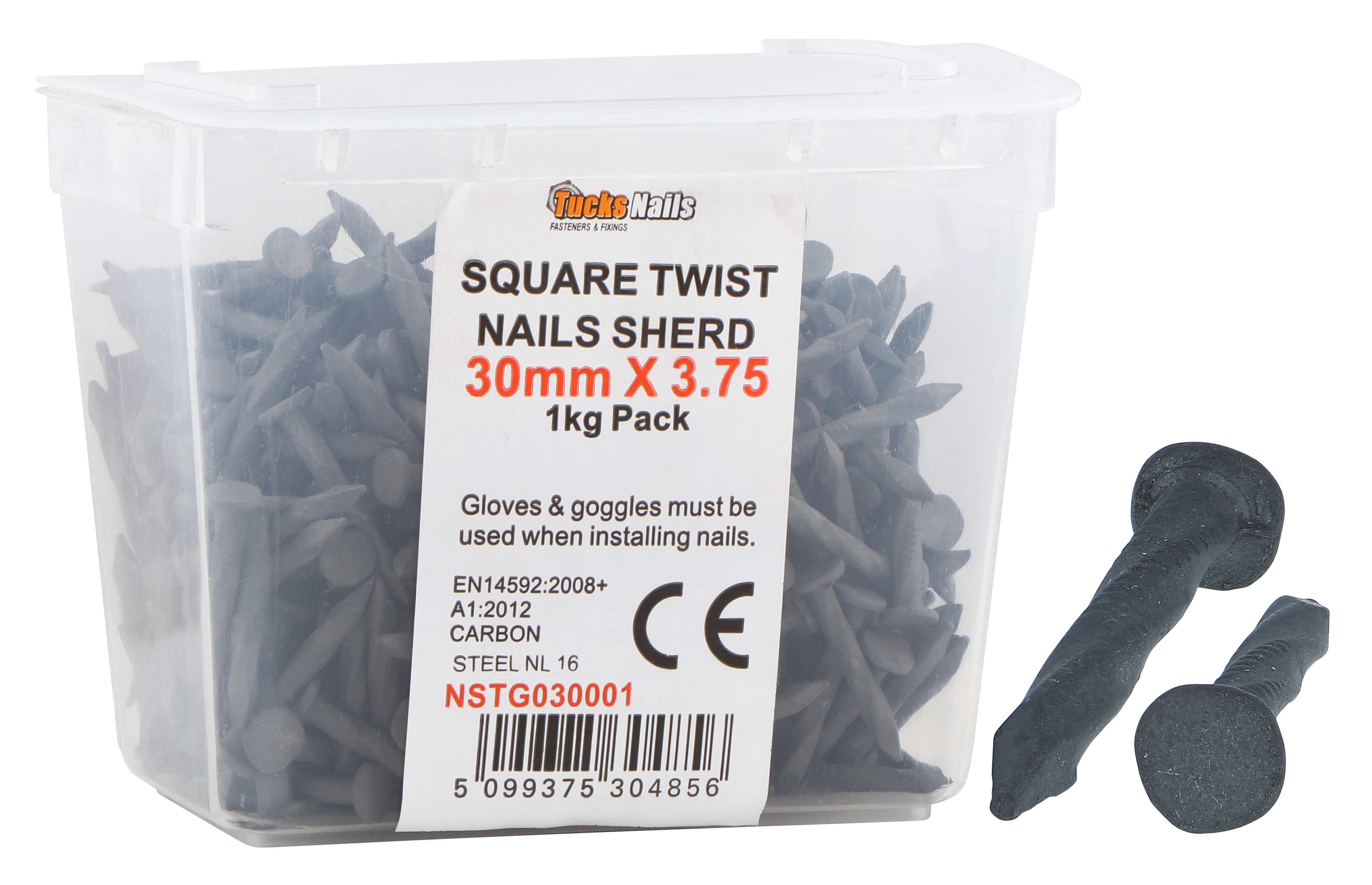 Square Twisted Sherd. Nails 30 x 3.75mm x 2.5kg Tub