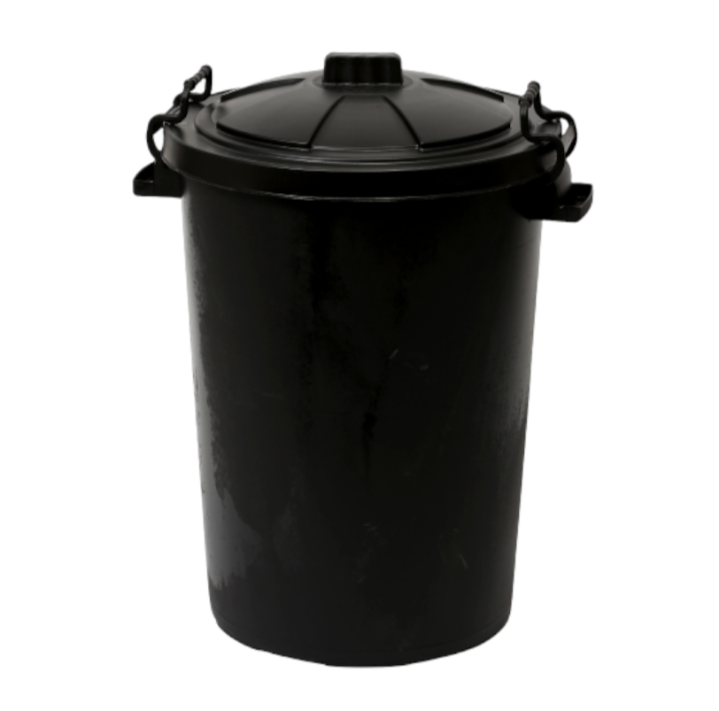 Dustbin + Lid & Clips 85 Ltr Black