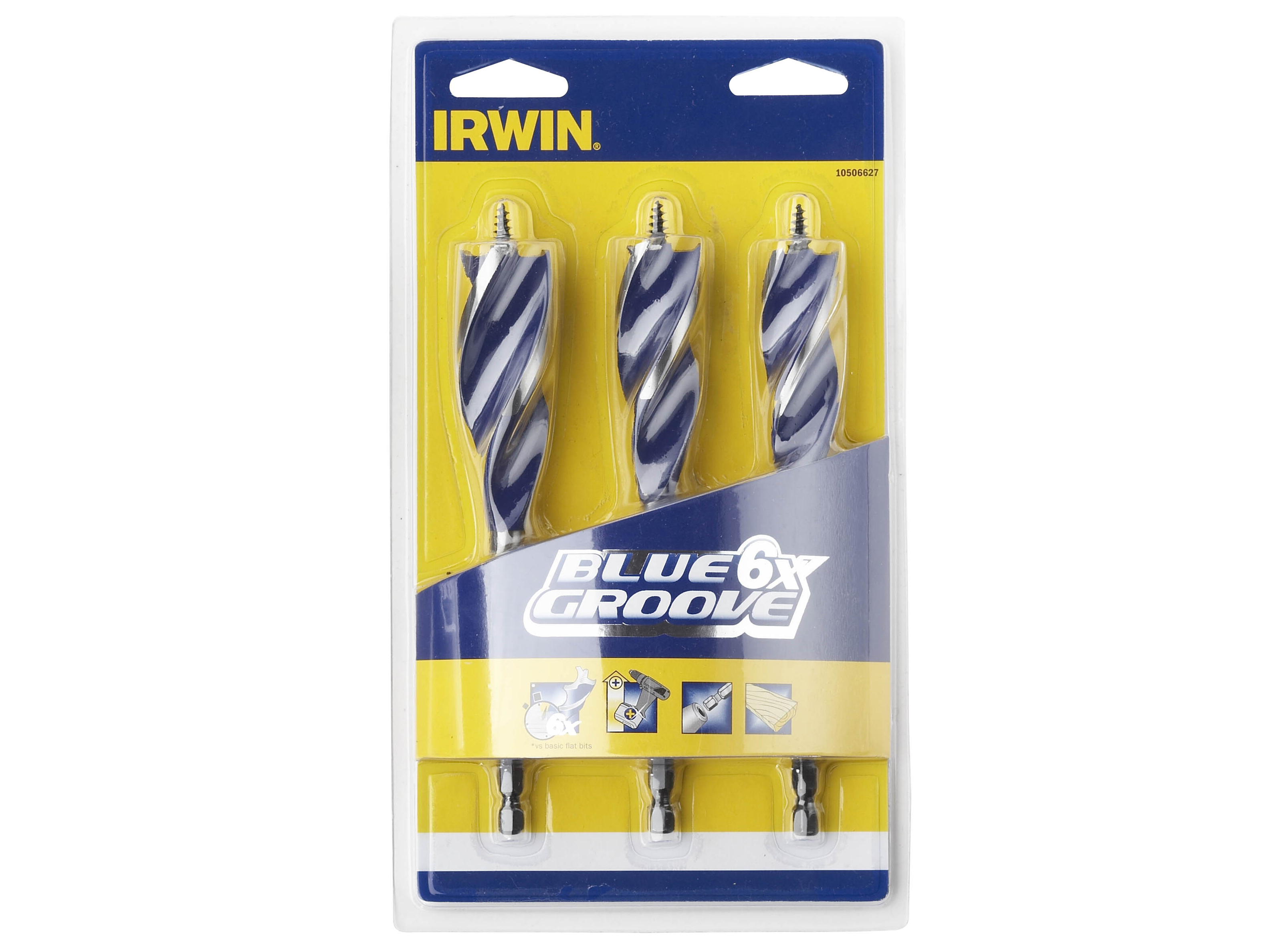 Irwin Groove Drill 3 Piece set with 6X Drill Bits - Blue