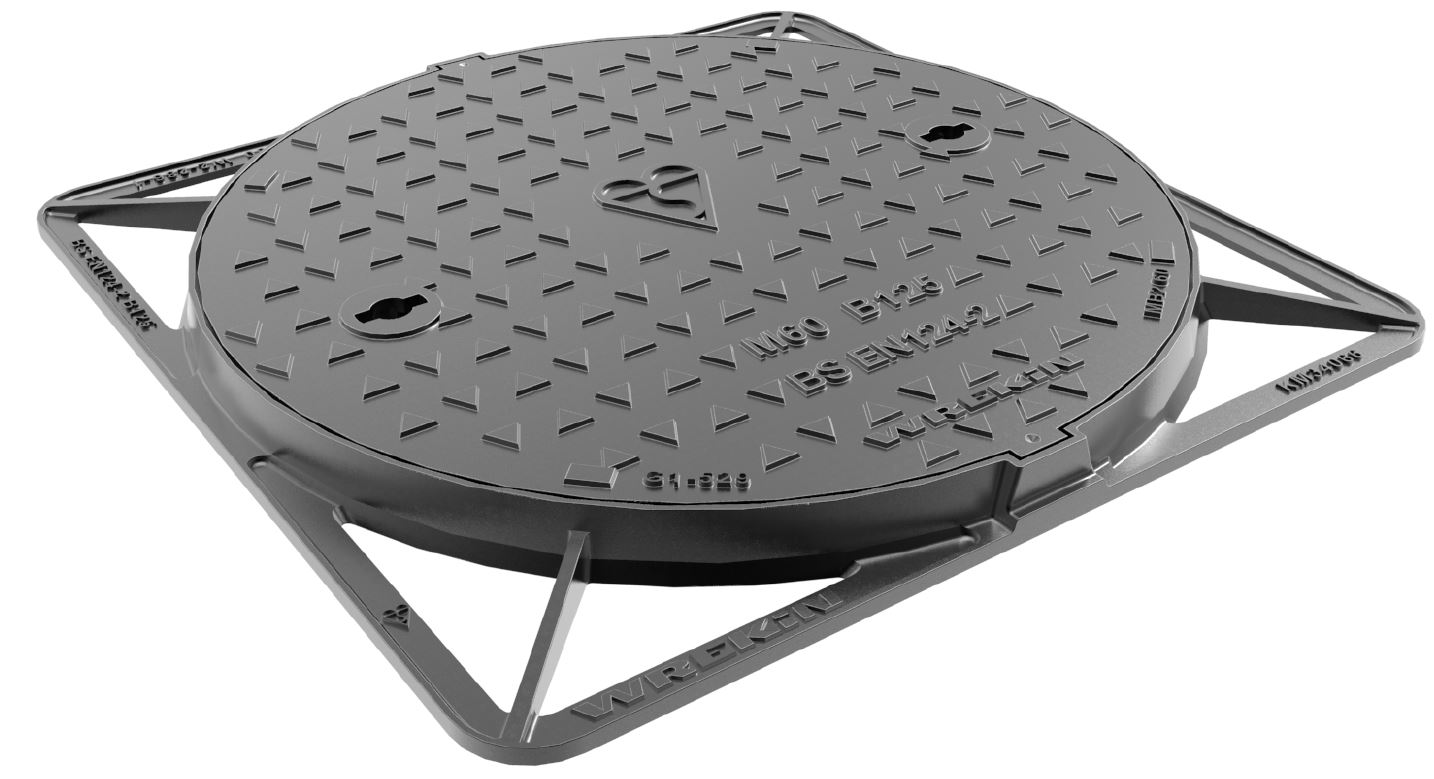 Wrekin Round Manhole Cover B125 600diax40mm High Square Frame 680 x 680 ...