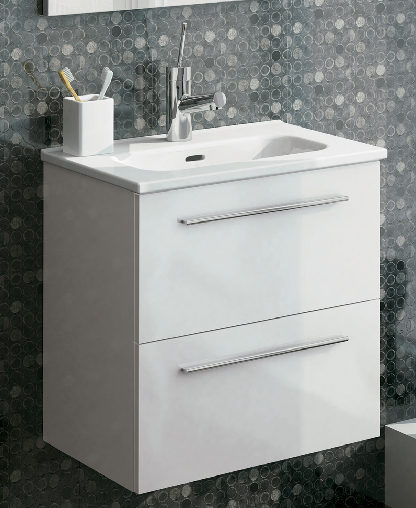 Paris 500 2 Drawer Gloss White Vanity Pack comes with Mirror