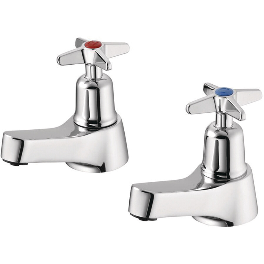 Sandringham 21 Basin Taps with Crosshead Handles - Chrome