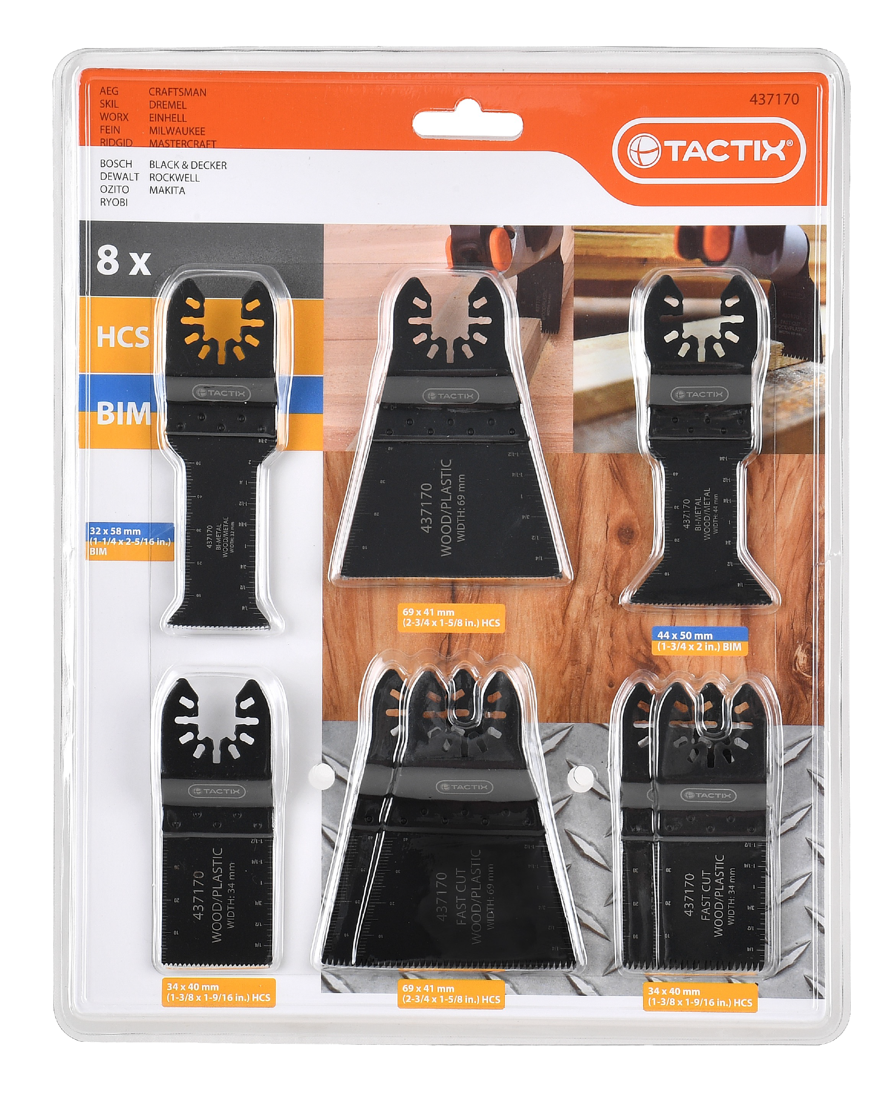Tactix Multi Tool Saw Blade Set With Multi Selection - 8 Pieces