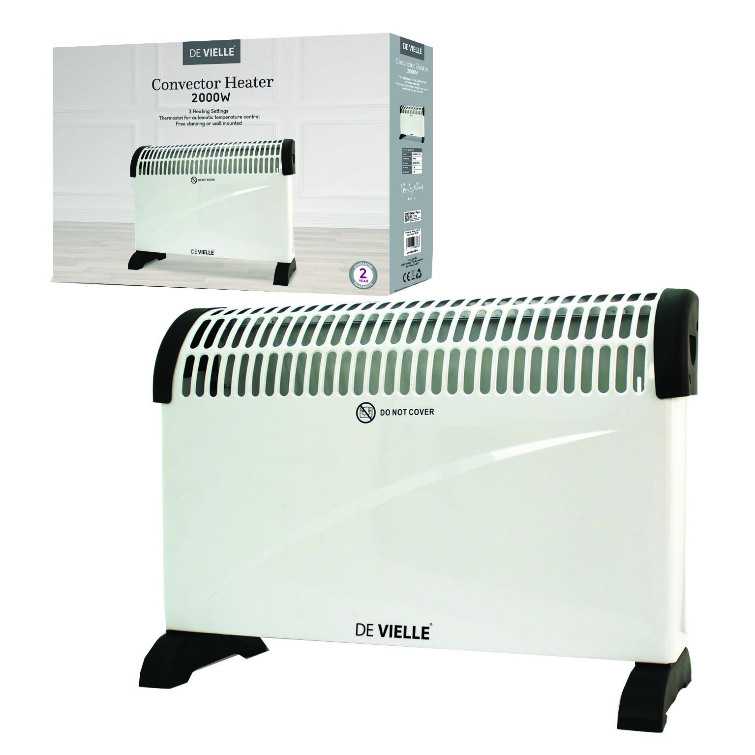 De Vielle Classic Convector Heater 2000W - White | DEF978548