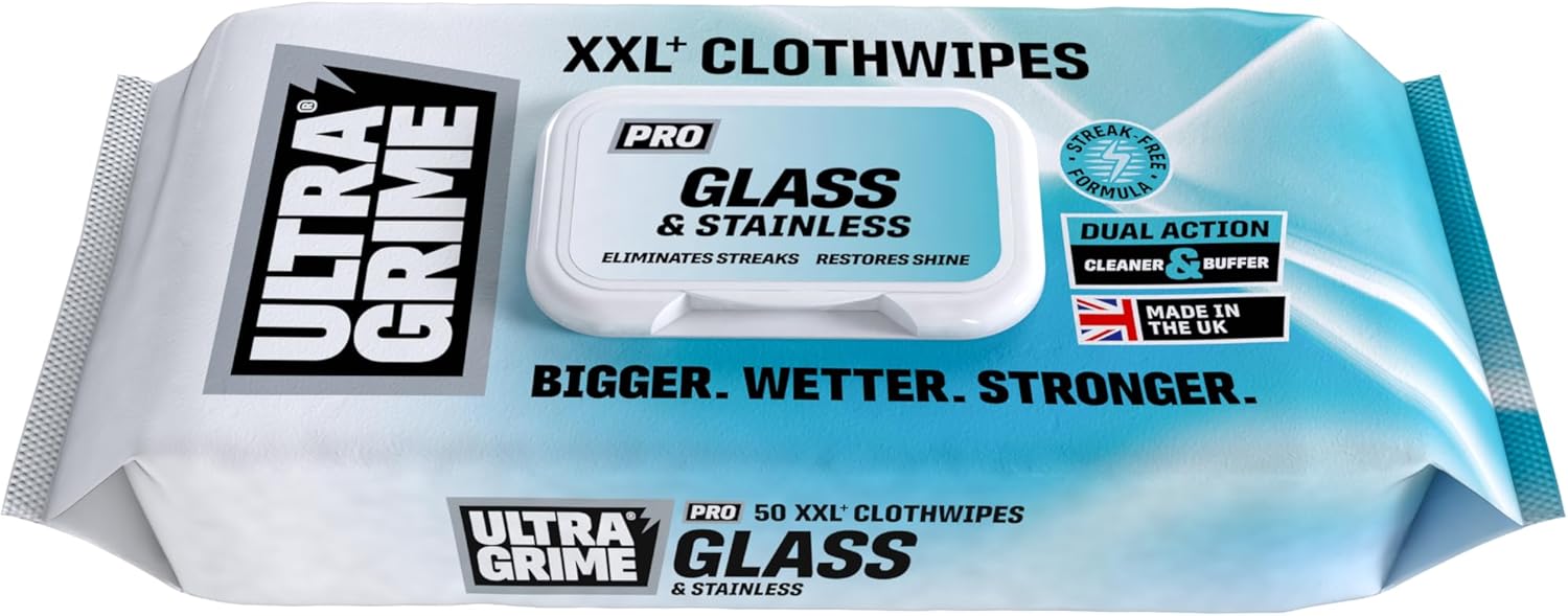 Ultragrime Glass & Stainless Wipes - 50 Pack