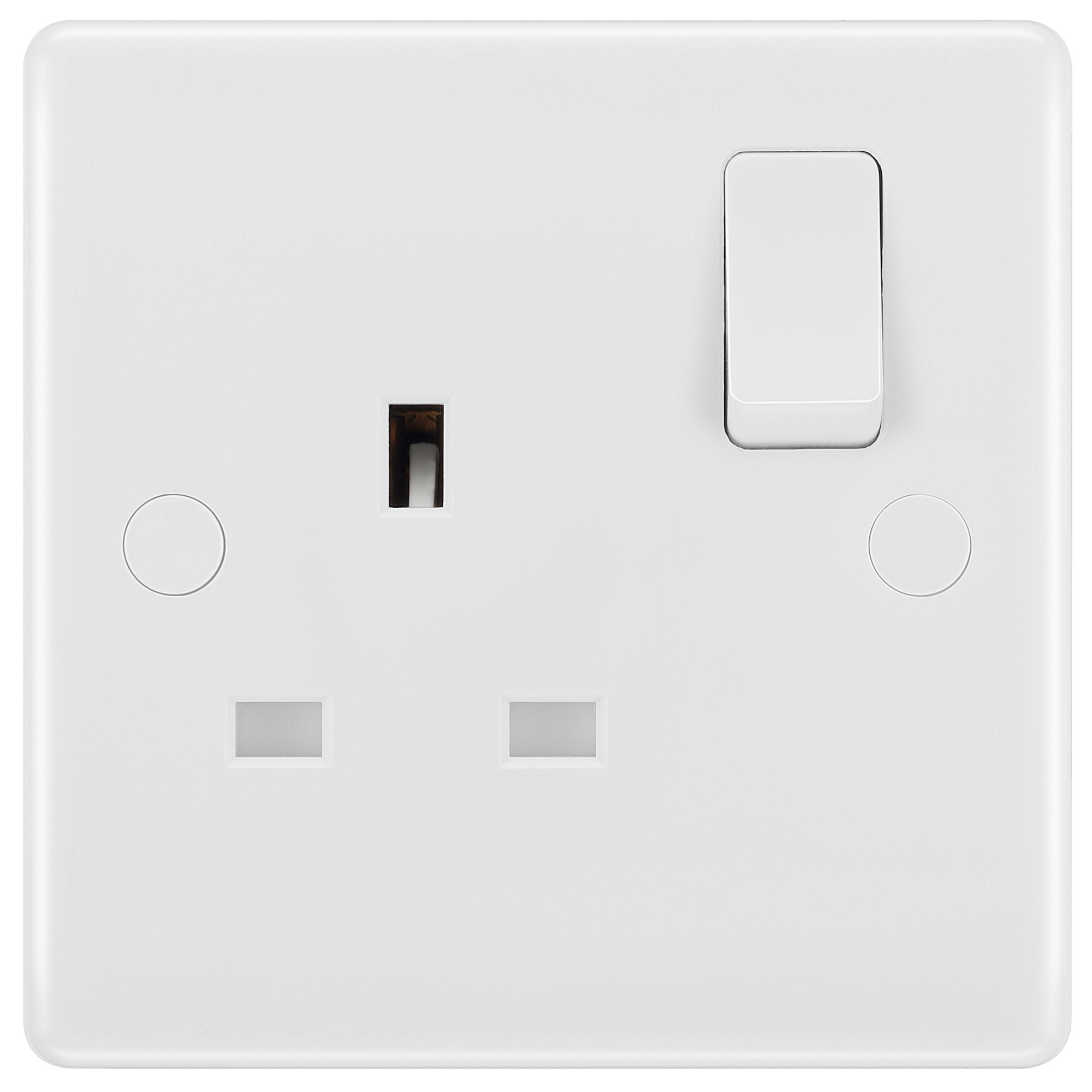 White Moulded Single Switched 13a Power Socket
