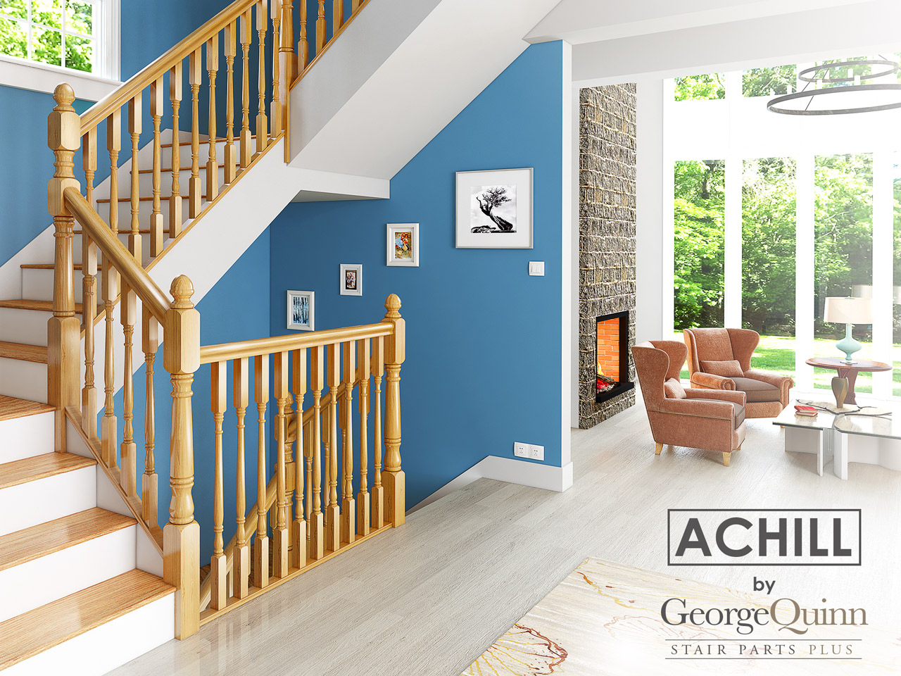 Cn01a Achill White Oak Sh Sq Full Newel 1525mm x 91mm x 91mm