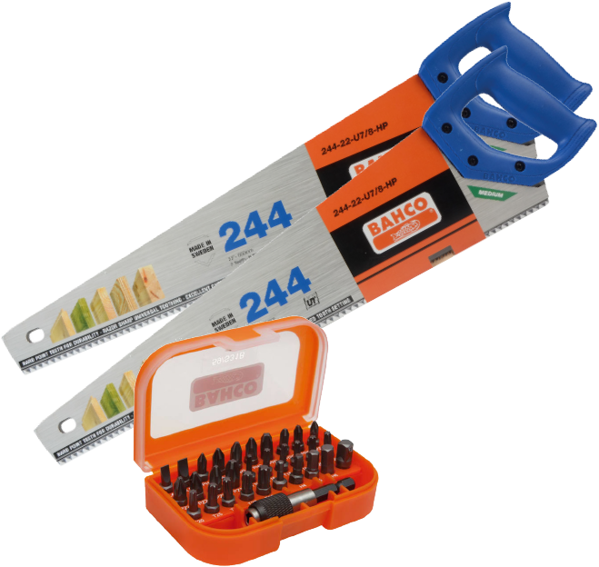 Bahco 244 Twin Saw Pack - Comes With 31 Piece Bahco Bit Set