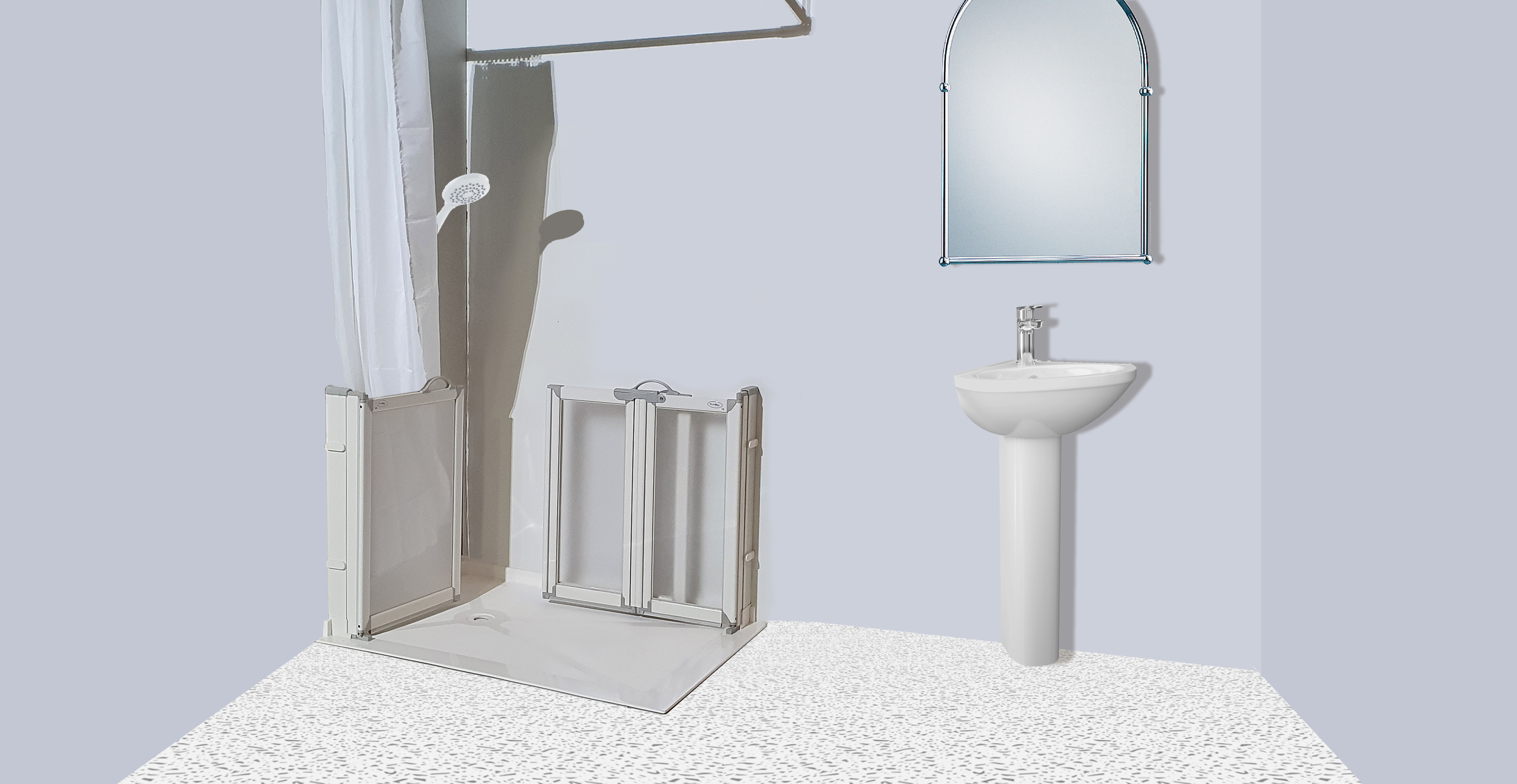 Level Access Full Kit 1200 x 720 Corner Door Doors, Tray, Waste, curtain