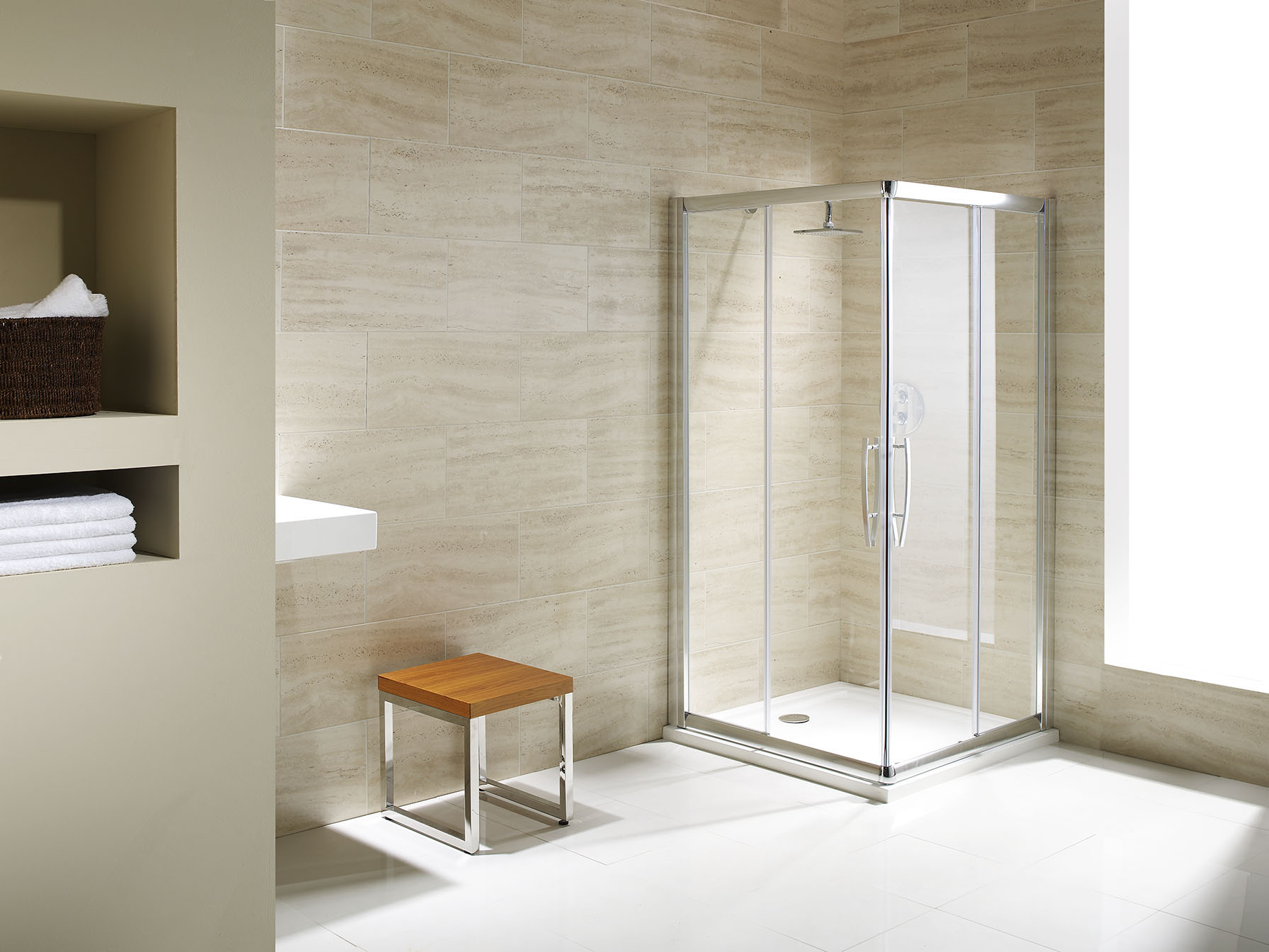 Namara Offset Corner Entry Shower Door Complete with Tray - 700mm x ...