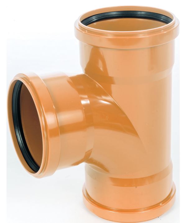 Sewer 110mm x 90deg Tee Branch Triple Socket