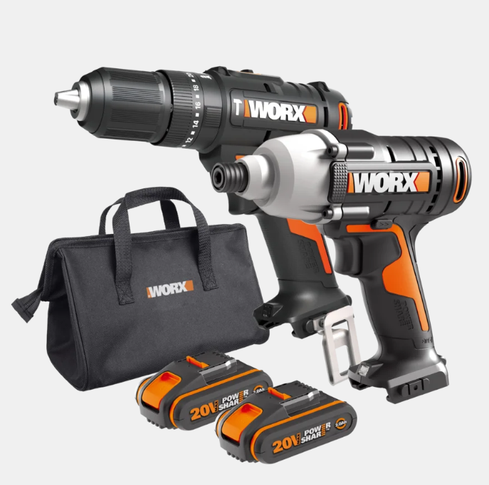 Worx 20v Combi Drill & Impact Driver Kit Combi Drill 13mm Chuck Driver ...