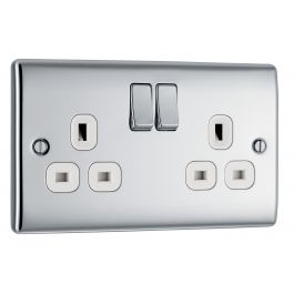 Chrome Double Switched 13a Socket