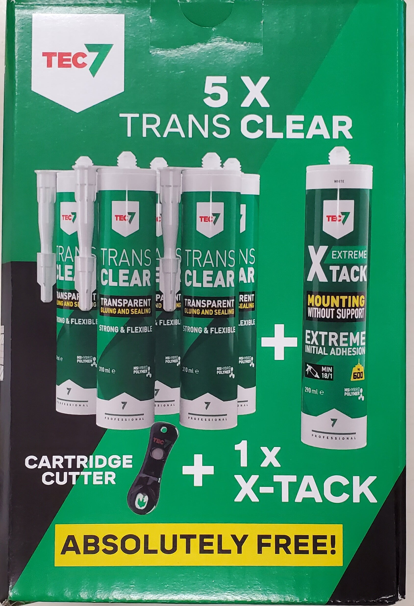 Tec7 Promo Pack 5 x Clear + 1 X-Tack + Foc Cutter